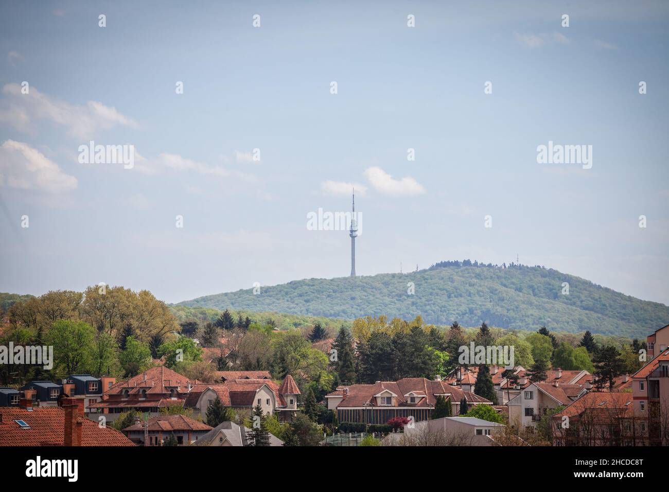 Picture of the avala tower seen from banjica district in Belgrade ...