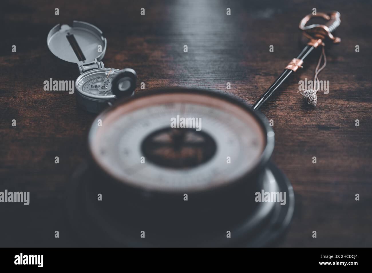 Antique Weather Barometer, Engineer Compass, and sword letter opener ...