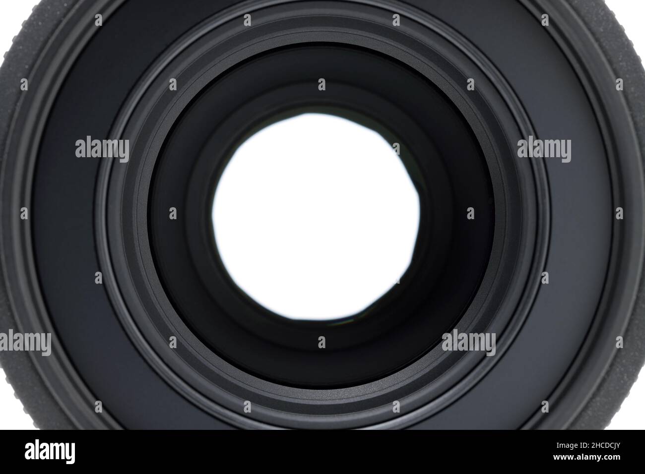 Close up of lens glass for camera lens in studio light on white ...