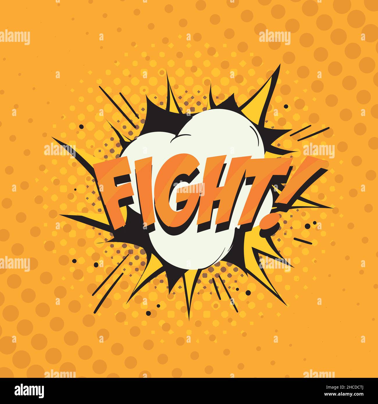 bubble on pop art with fight lettering Stock Vector Image & Art - Alamy