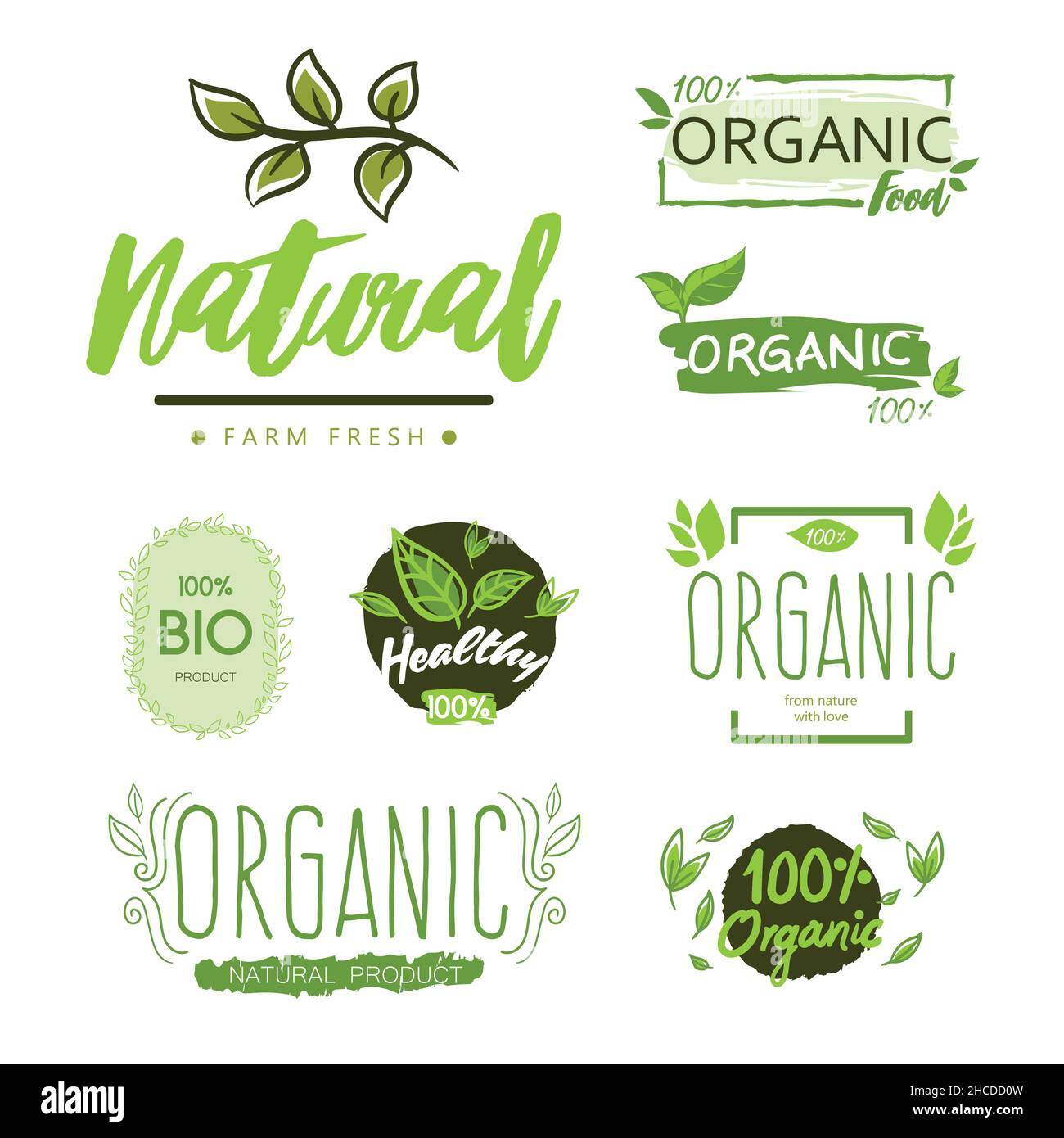 set of eight organic labels Stock Vector Image & Art - Alamy
