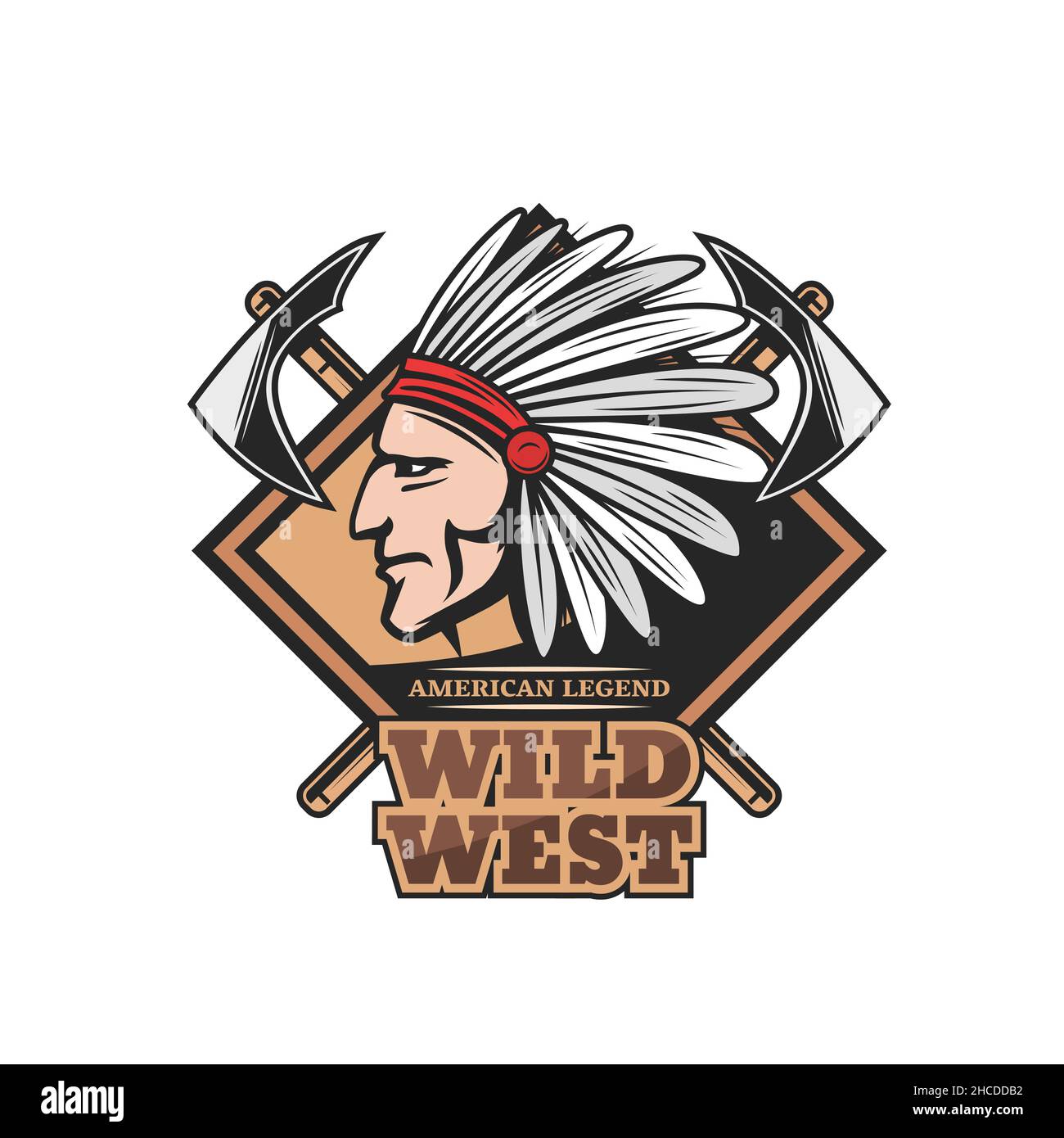 Indian brave chief Wild West vector character. Native American tribe ...