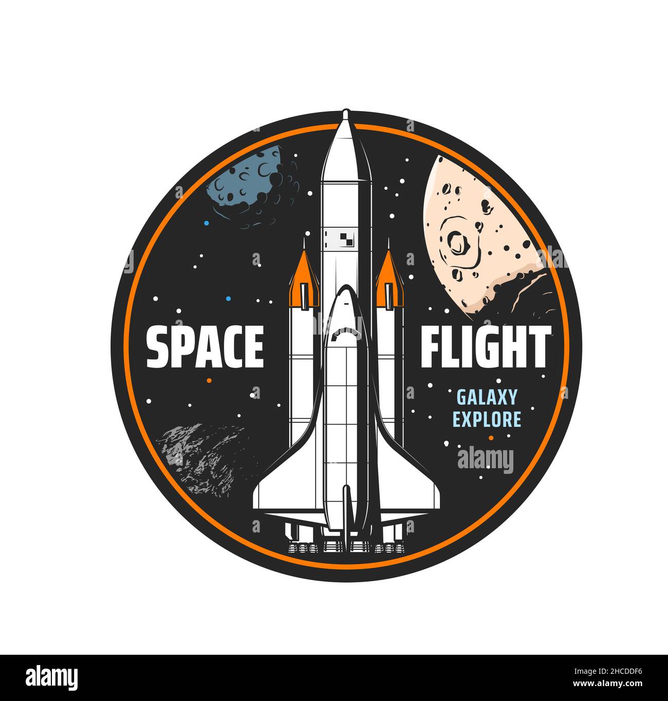 Space shuttle icon. Galaxy exploration, space travel and colonization ...