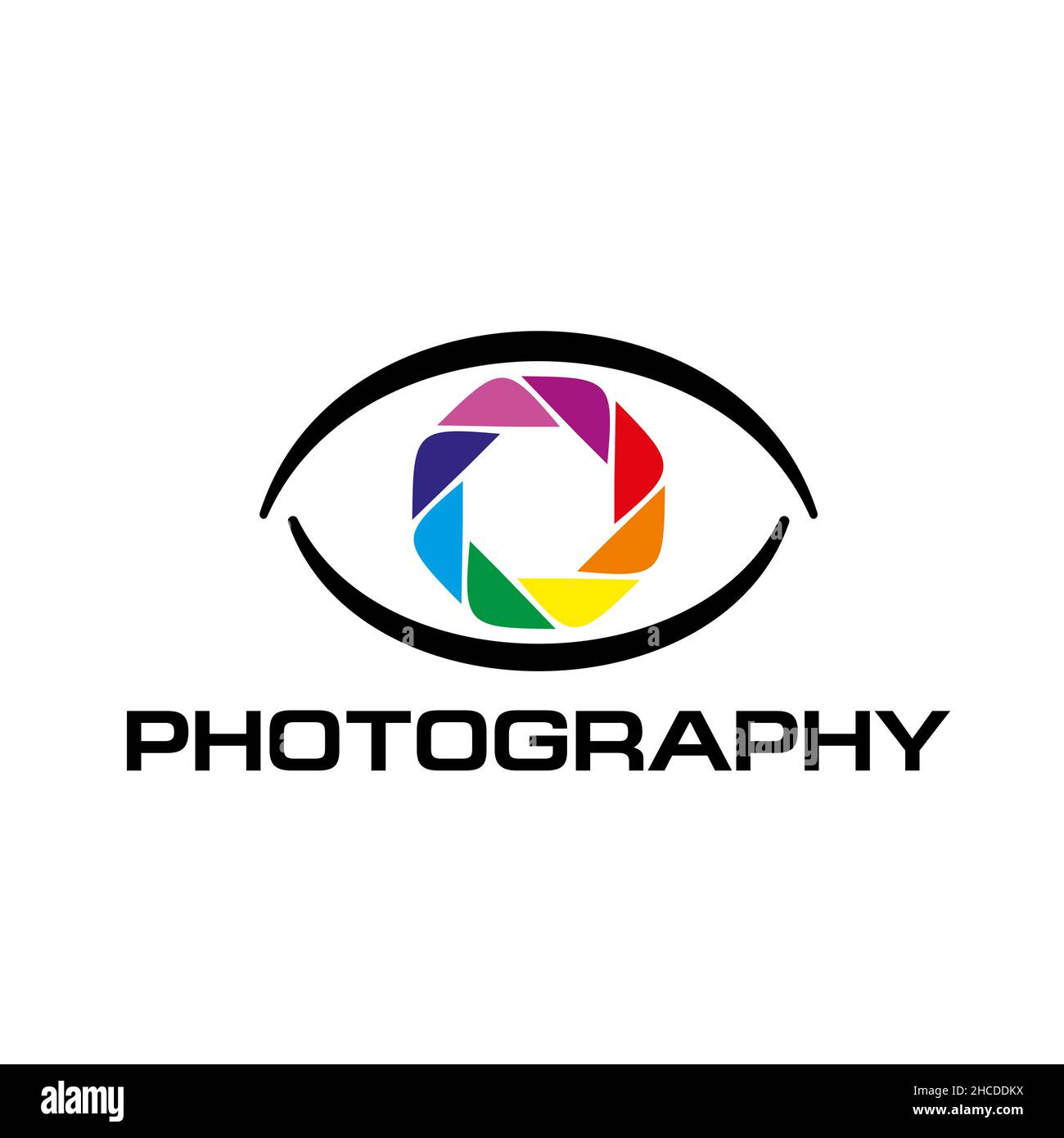 Photography vector icon of human eye with diaphragm of camera lens ...