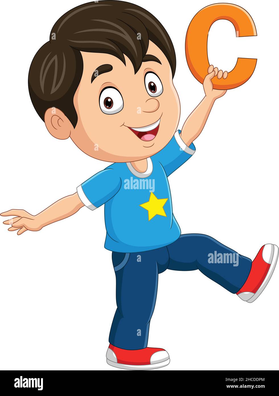 Little boy cartoon holding alphabet letter C Stock Vector Image & Art ...