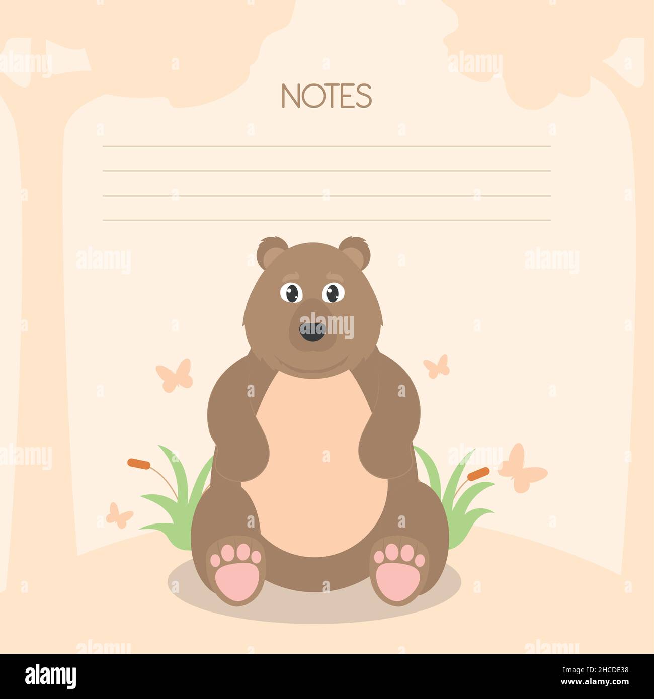 notes poster with bear and plants Stock Vector Image & Art - Alamy