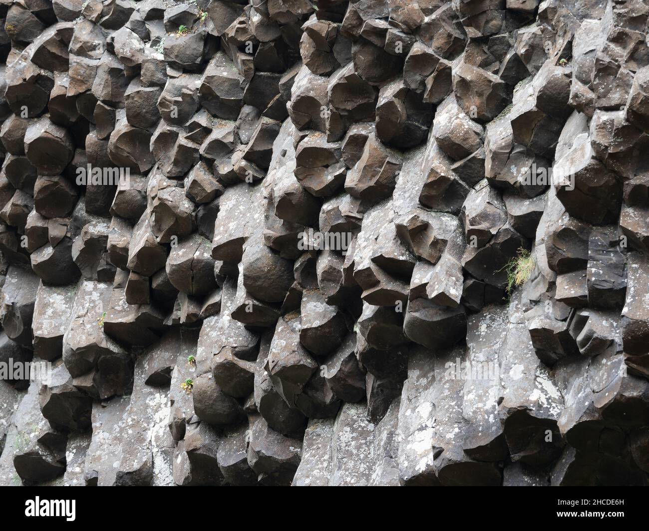 Close up of the black and gray columnar basalt at Latourell Falls in ...