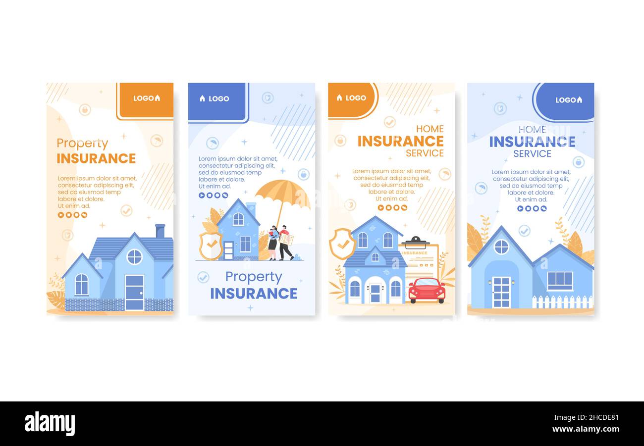 Property and Home Insurance Post Template Flat Design Illustration ...
