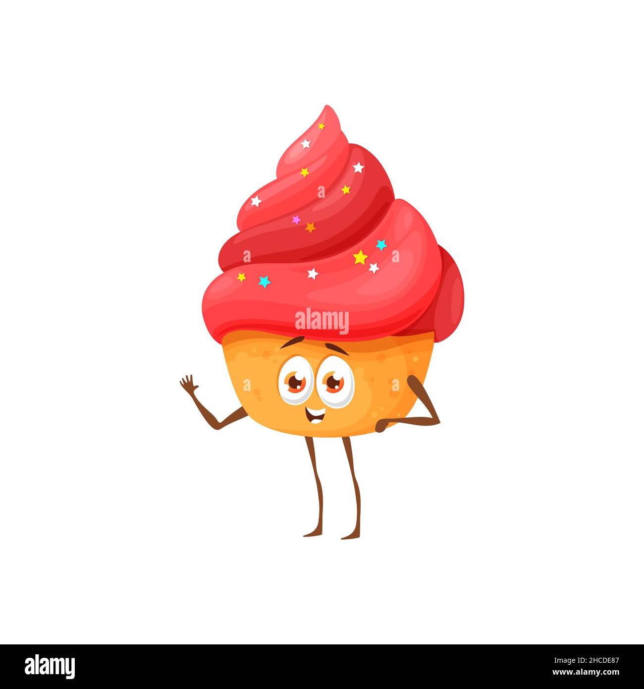 Muffin cake isolated cupcake cute cartoon character. Vector funny cake ...