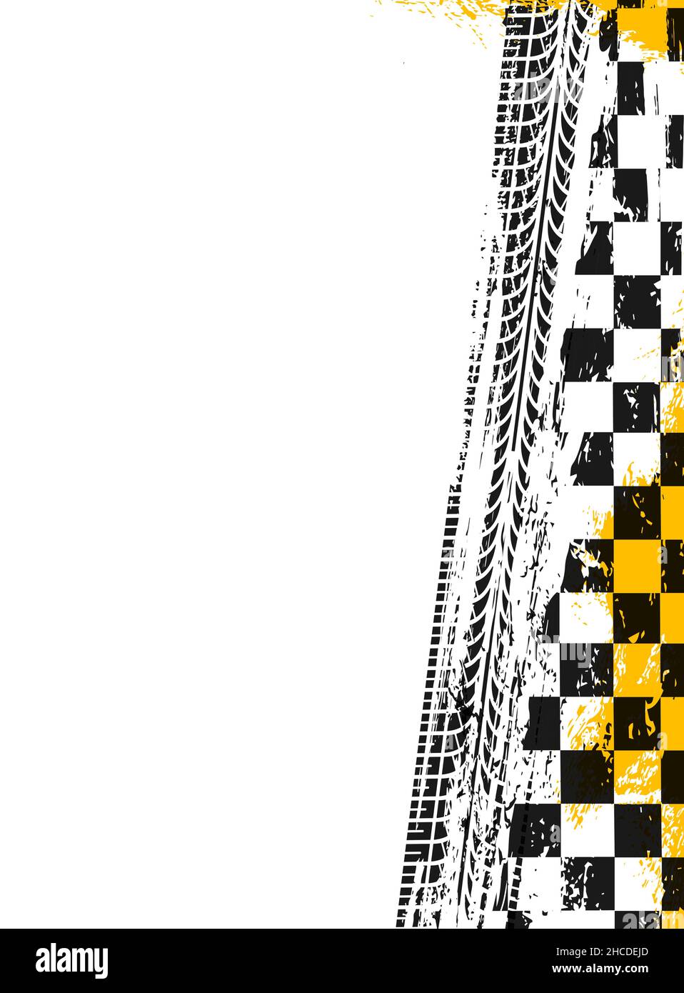 Racing sport grunge background, checkered racing flag with grunge tire ...