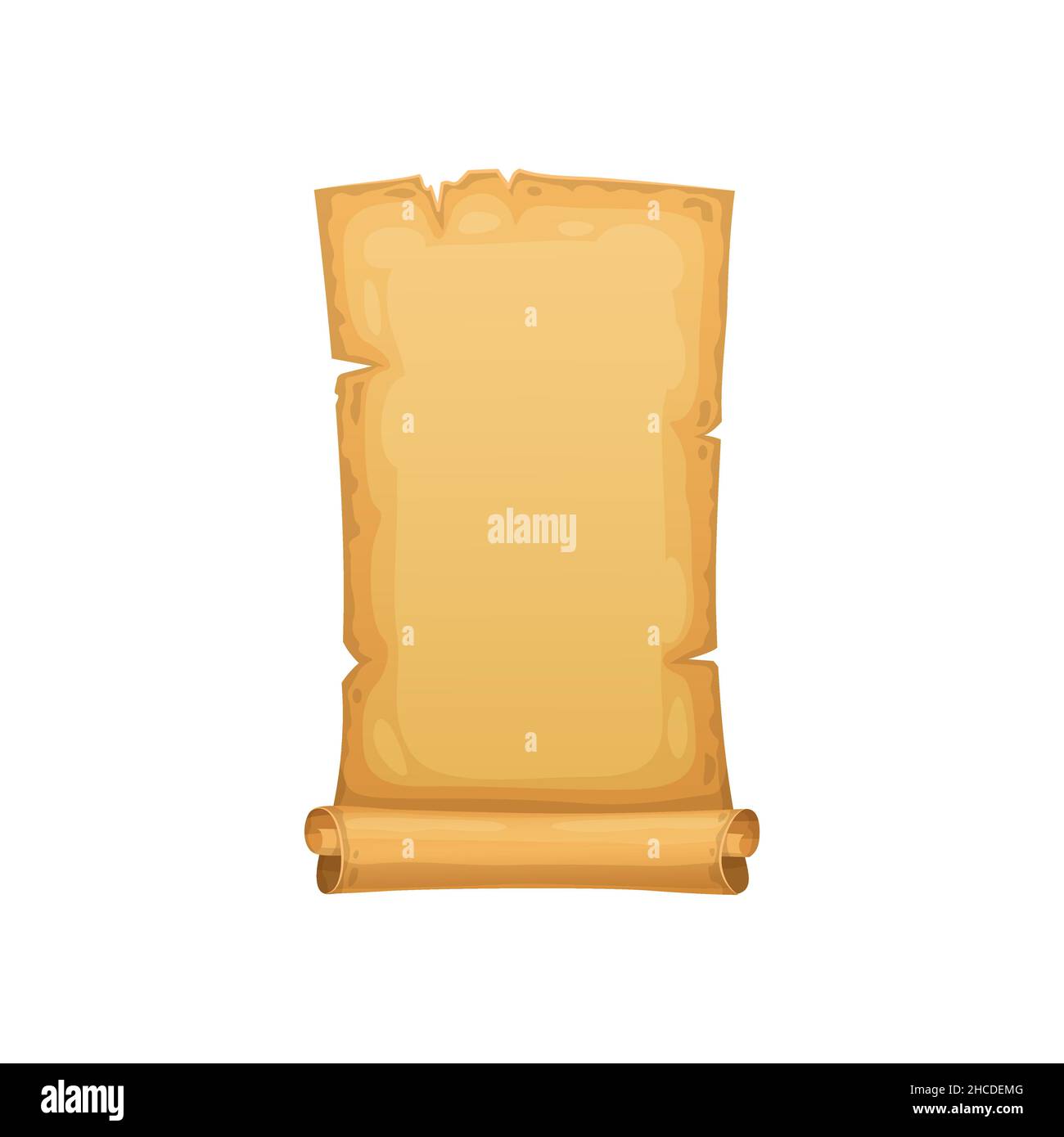 Old paper scroll isolated cartoon empty parchment. Vector worn ancient ...