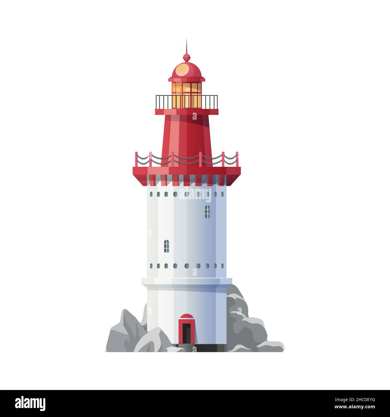 Vintage sea lighthouse building icon. Nautical lighthouse tower, vector ...