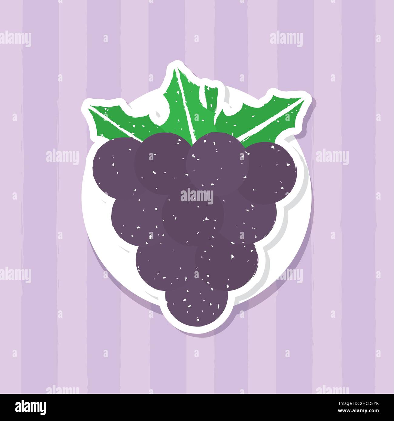 cute grape card with leaves Stock Vector Image & Art - Alamy