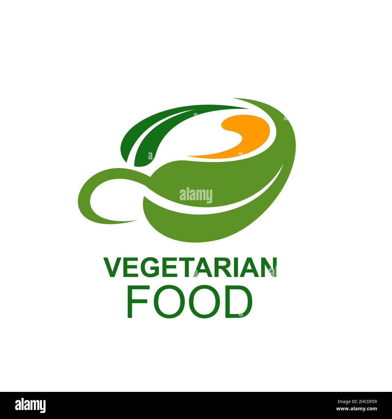 Vegetarian food icon, green organic cuisine and vegan store vector ...