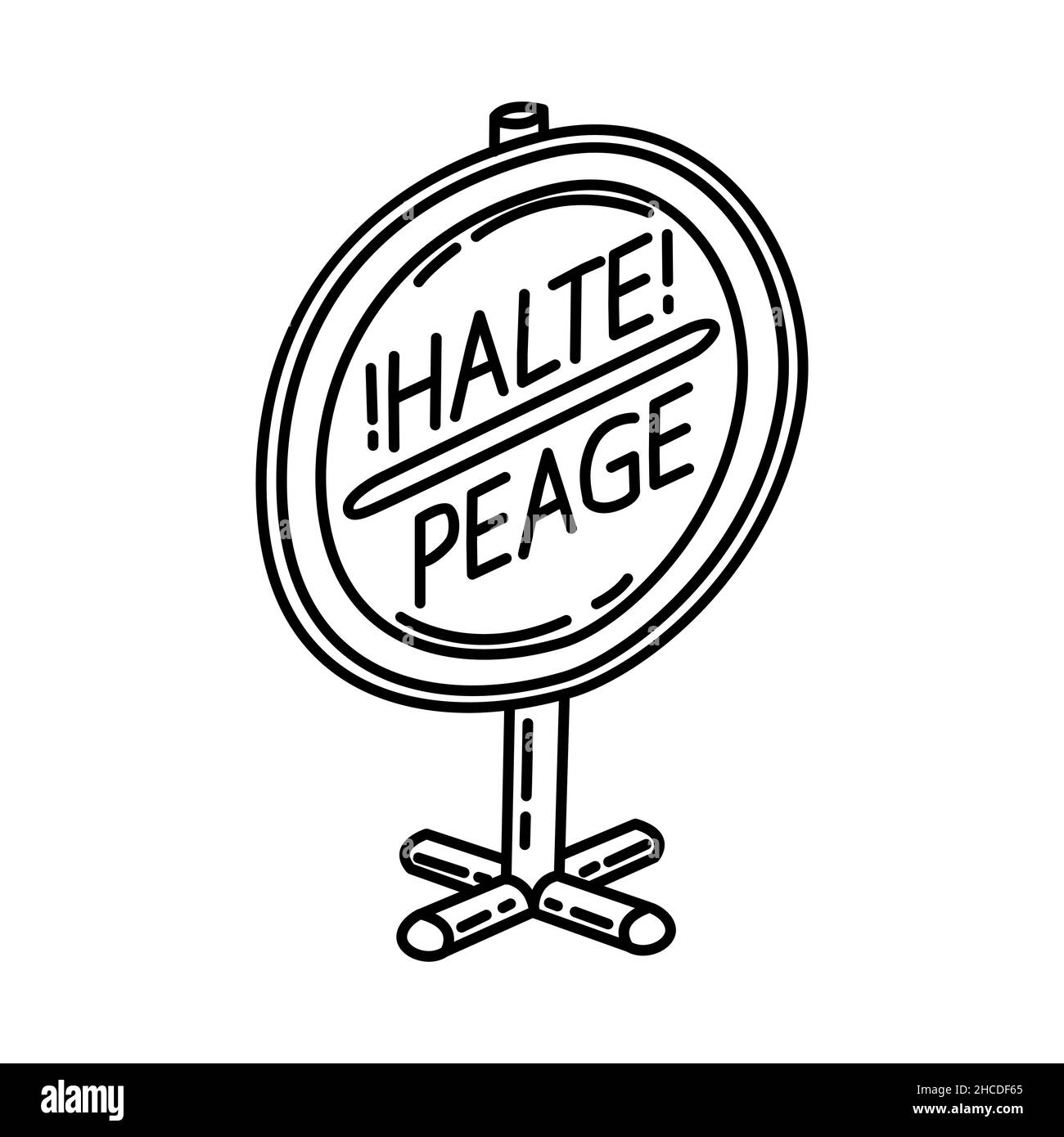 Halte Peage Part of Mandatory and Prohibitory Traffic Signs Hand Drawn ...