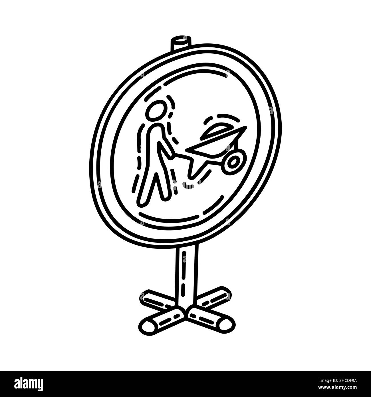 No Handcarts Part of Mandatory and Prohibitory Traffic Signs Hand Drawn ...