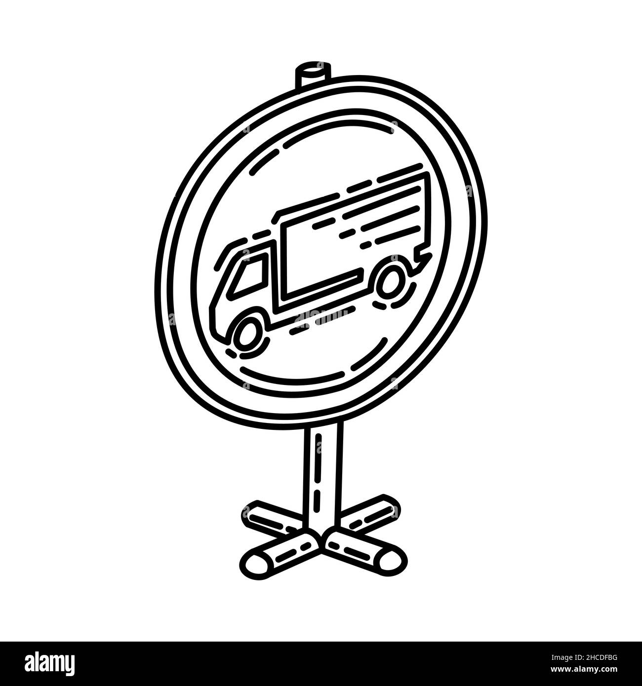 No Lorries Part of Mandatory and Prohibitory Traffic Signs Hand Drawn ...