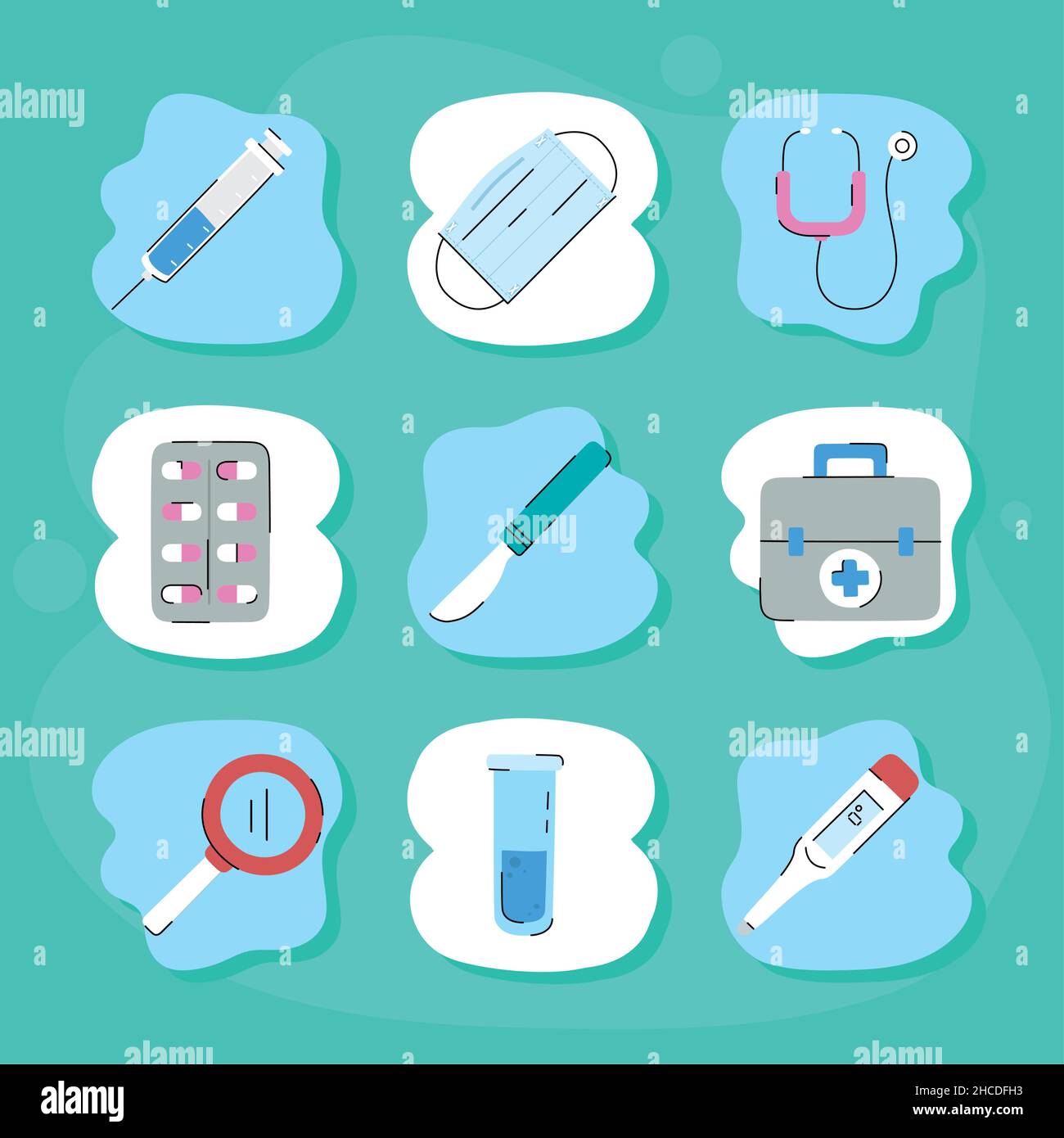 set of nine medical items Stock Vector Image & Art - Alamy
