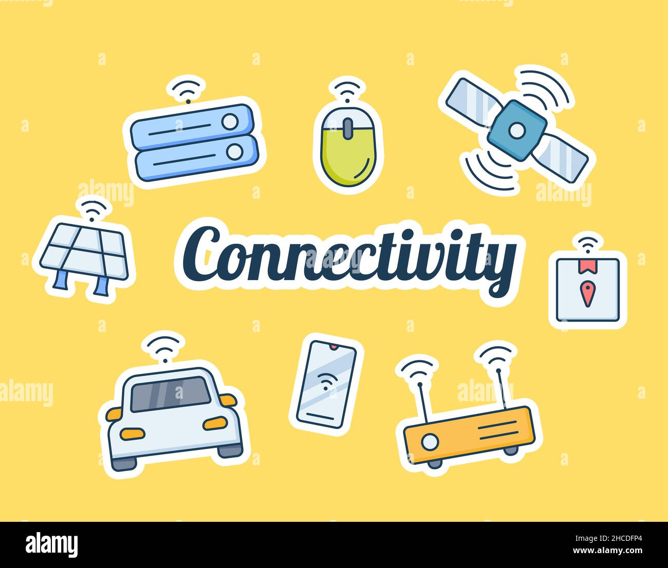 connectivity iot internet of things concept with some icon sticker ...