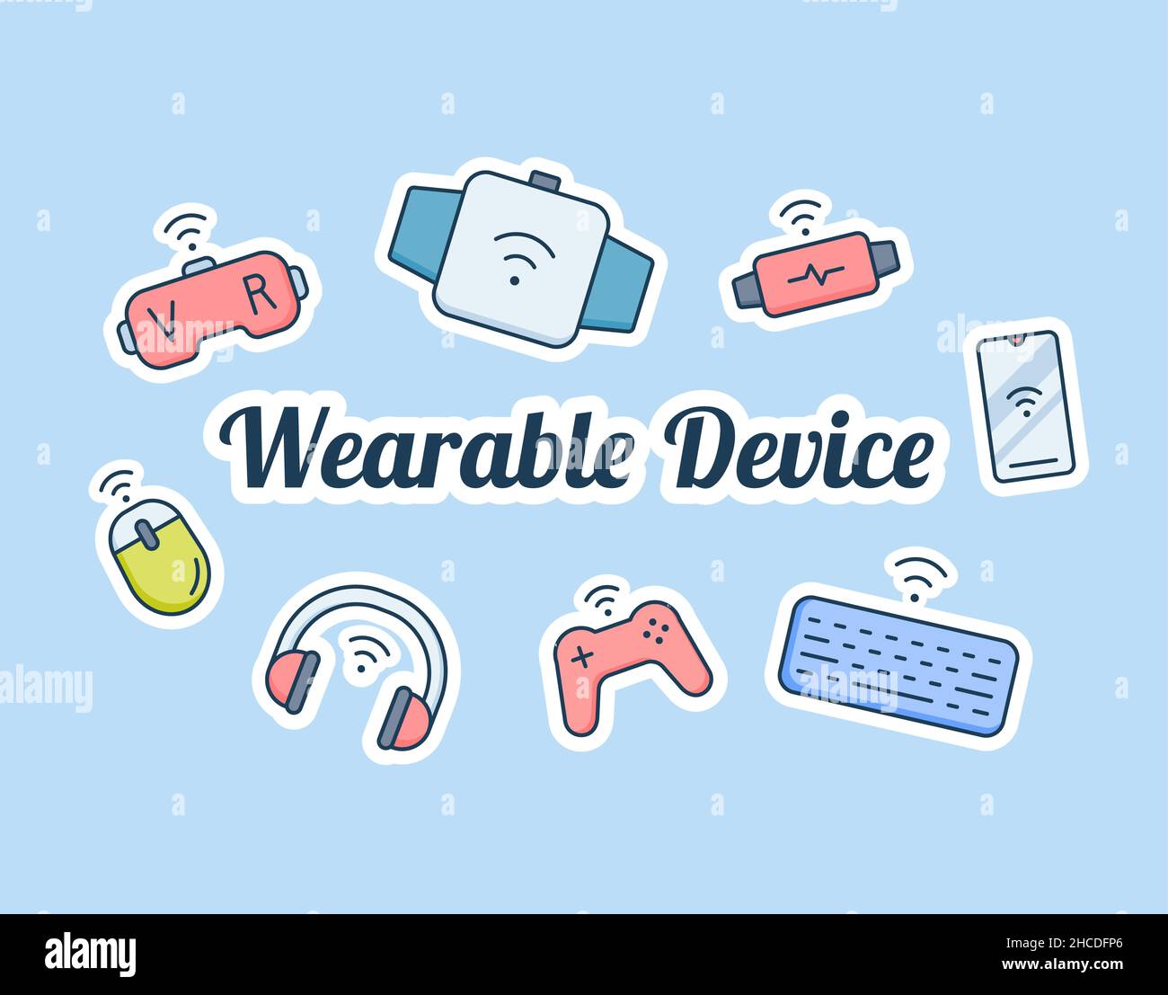 wearable device iot internet of things concept with some icon sticker ...