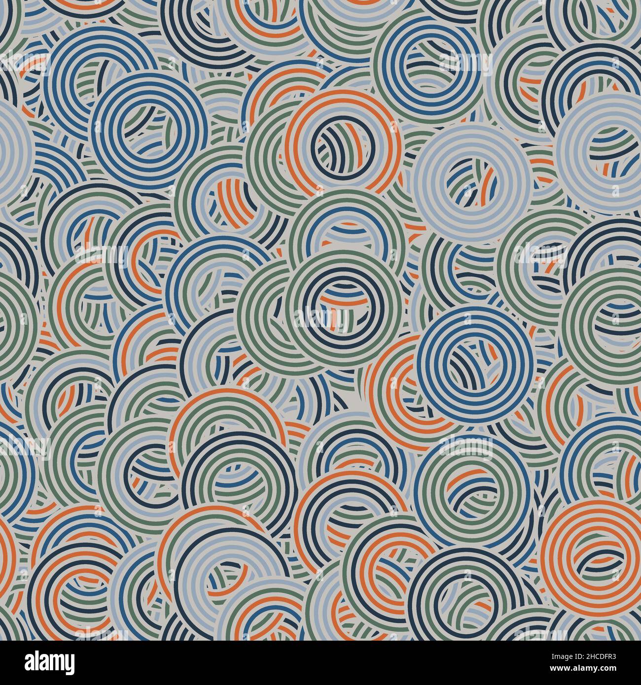 Seamless concentric circle in retro colors dizzy surface pattern design ...
