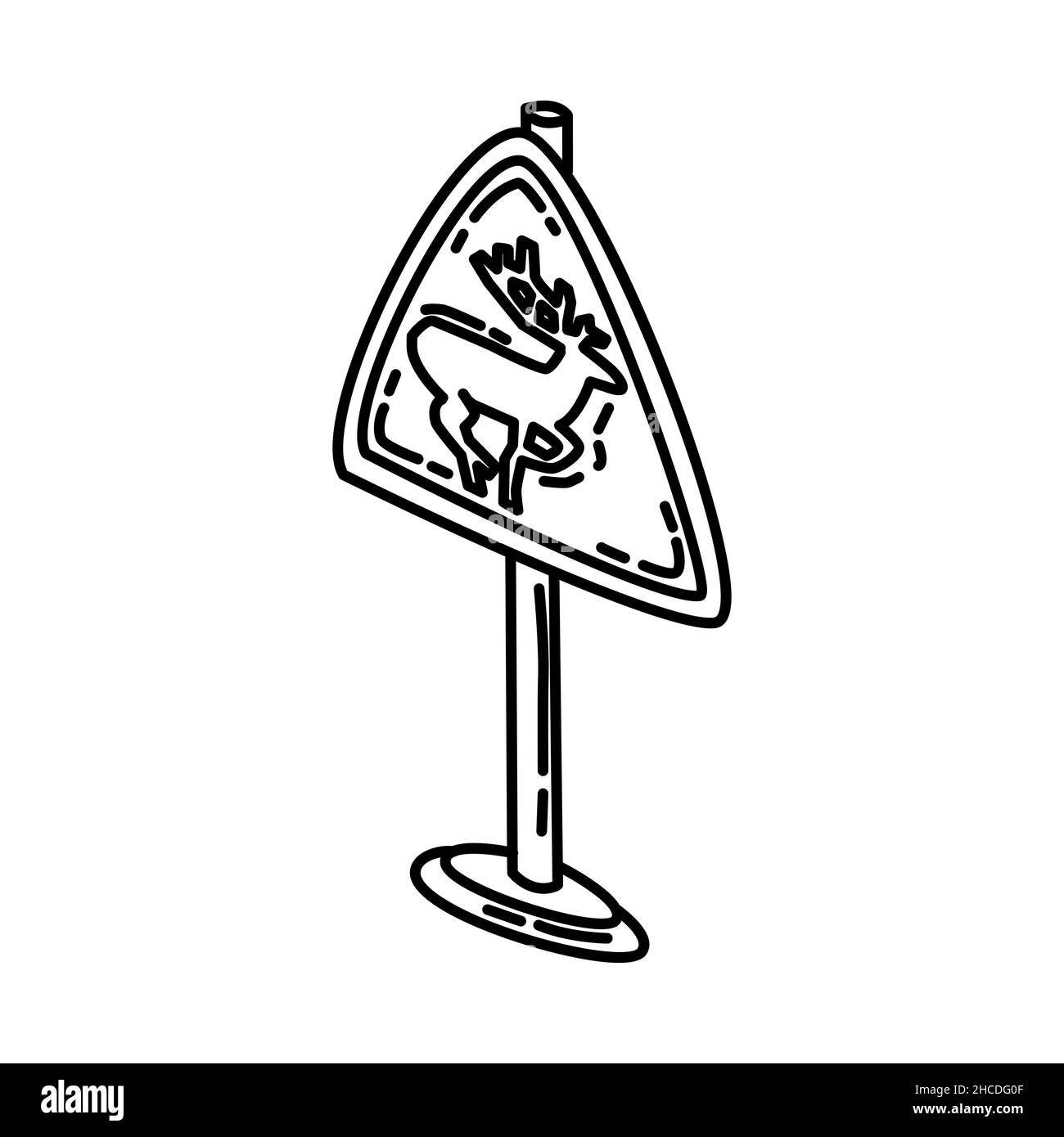 Wild Animals Part of Traffic Signs Hand Drawn Icon Set Vector Stock ...