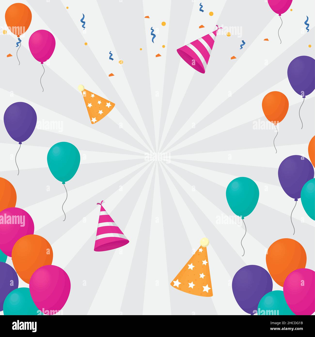 poster of ballons and party hat Stock Vector Image & Art - Alamy