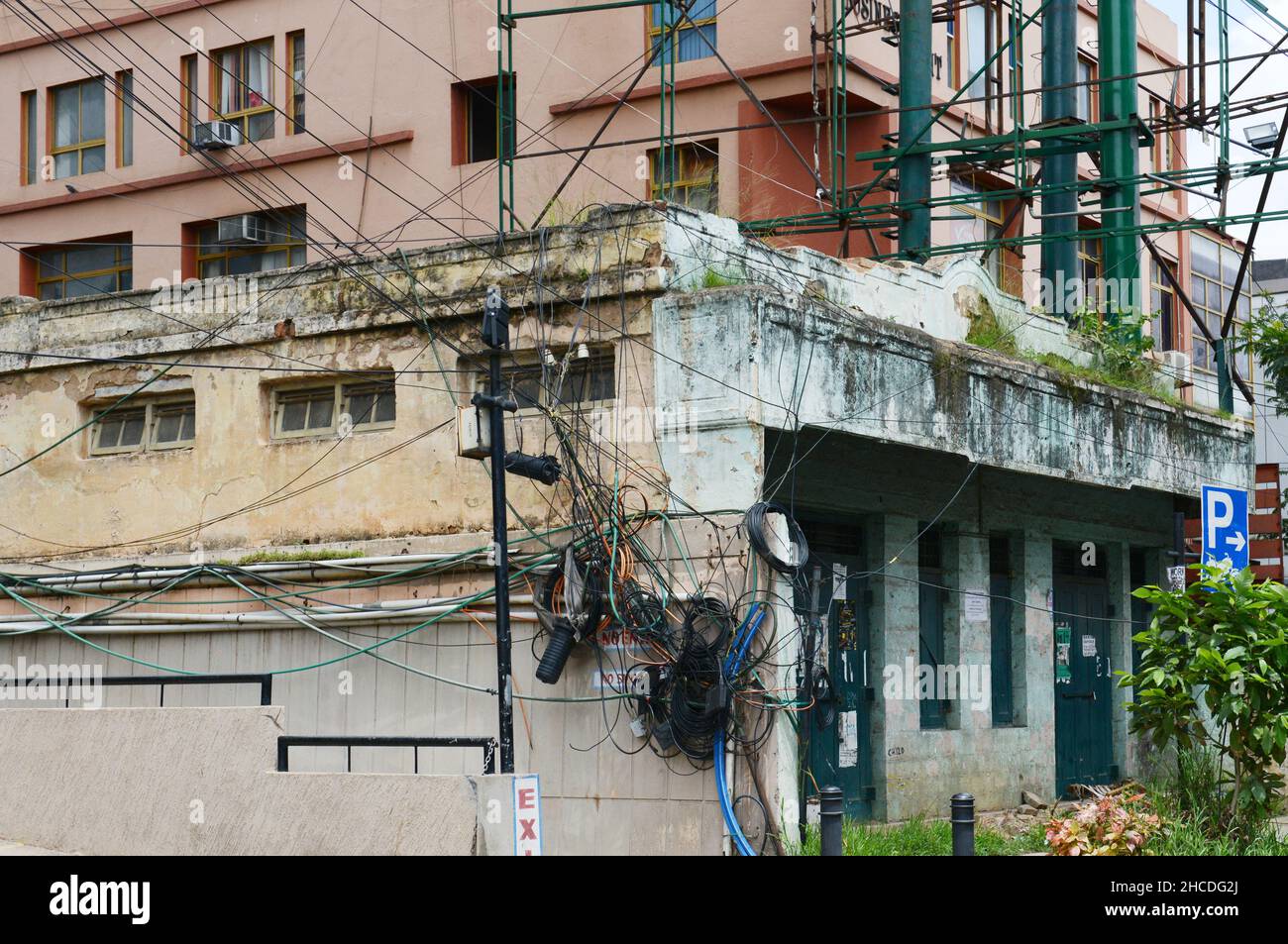 An endless bundle of telephone cables and electric wires Stock Photo ...