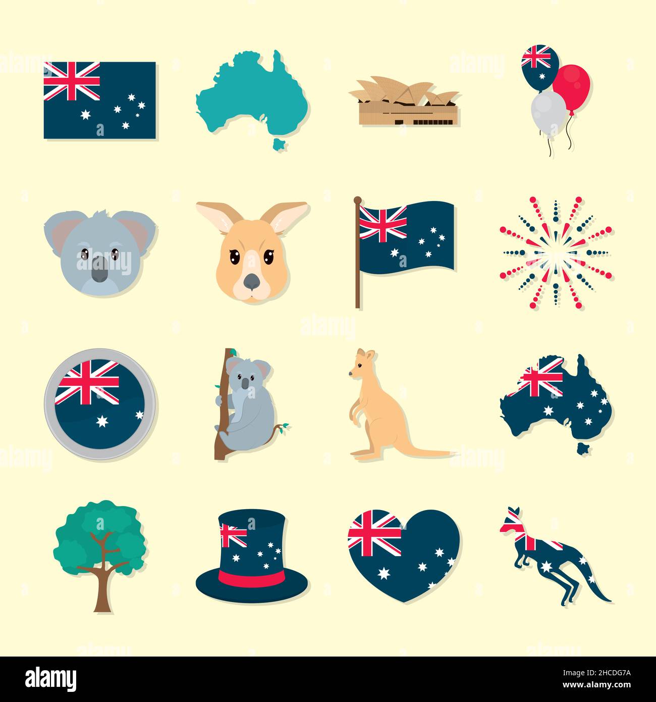 Map australia koala kangaroo flag hi-res stock photography and images ...