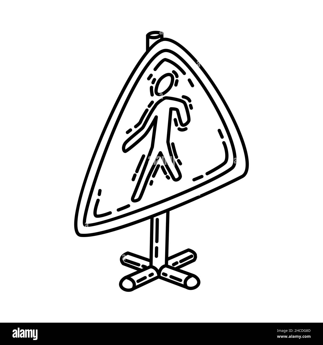 Pedestrians on The Road Part of Warning Road Signs Hand Drawn Icon Set ...