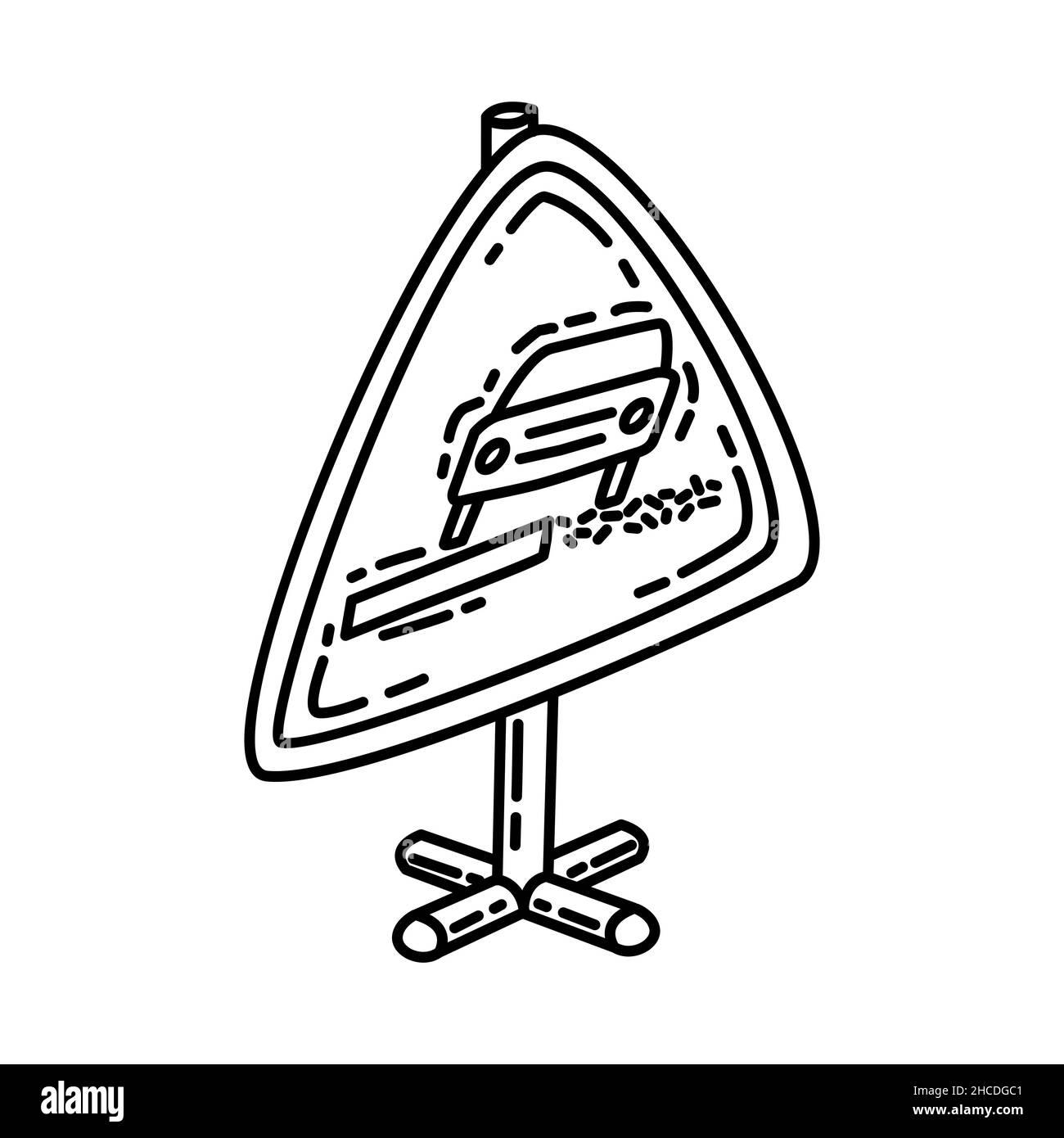 Soft Verge Part of Warning Road Signs Hand Drawn Icon Set Vector Stock ...