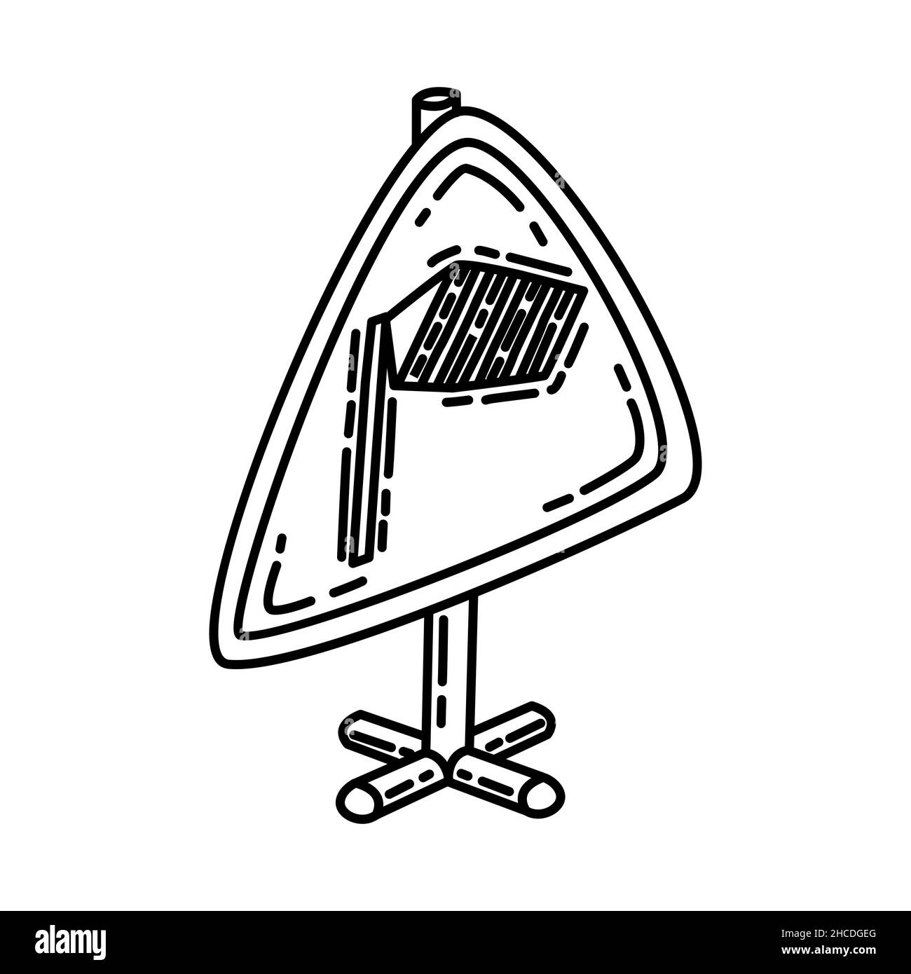 Strong Cross Wind Part of Warning Road Signs Hand Drawn Icon Set Vector ...