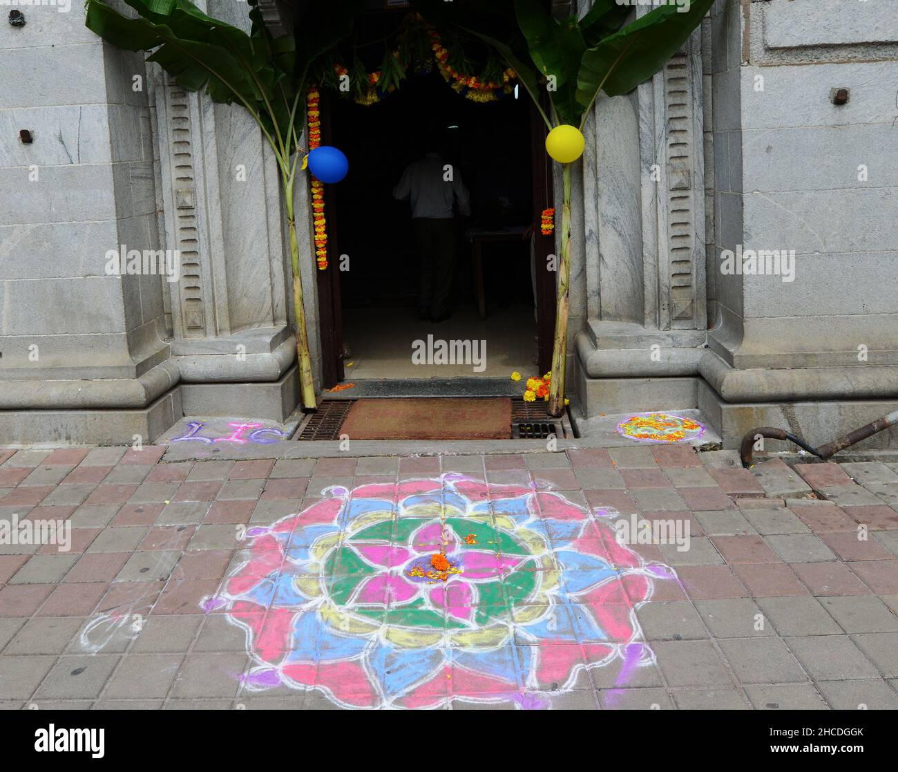A colorful Rangoli in front of house in Bangalore, India Stock Photo ...