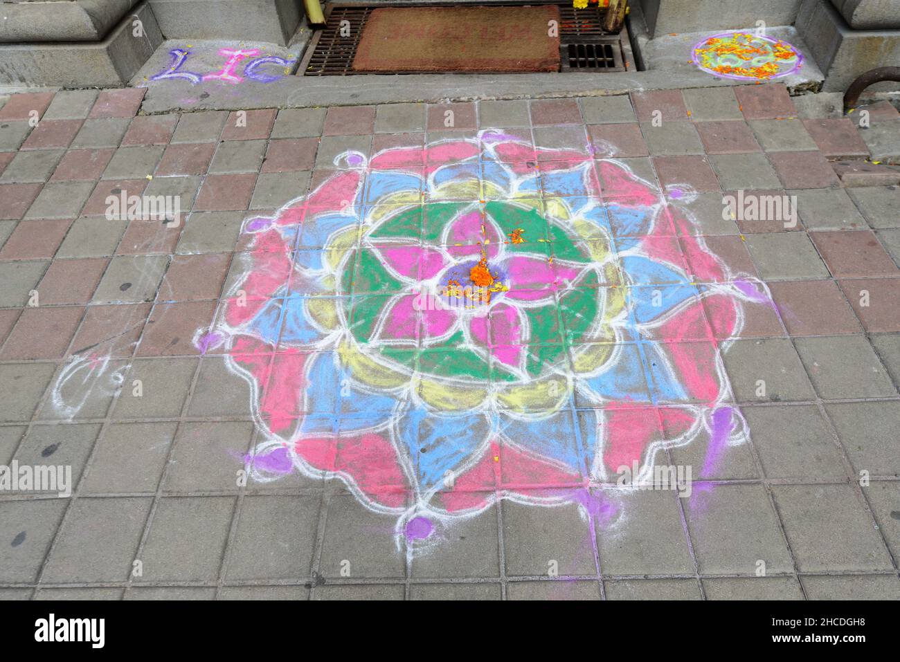 A colorful Rangoli in front of house in Bangalore, India Stock Photo ...