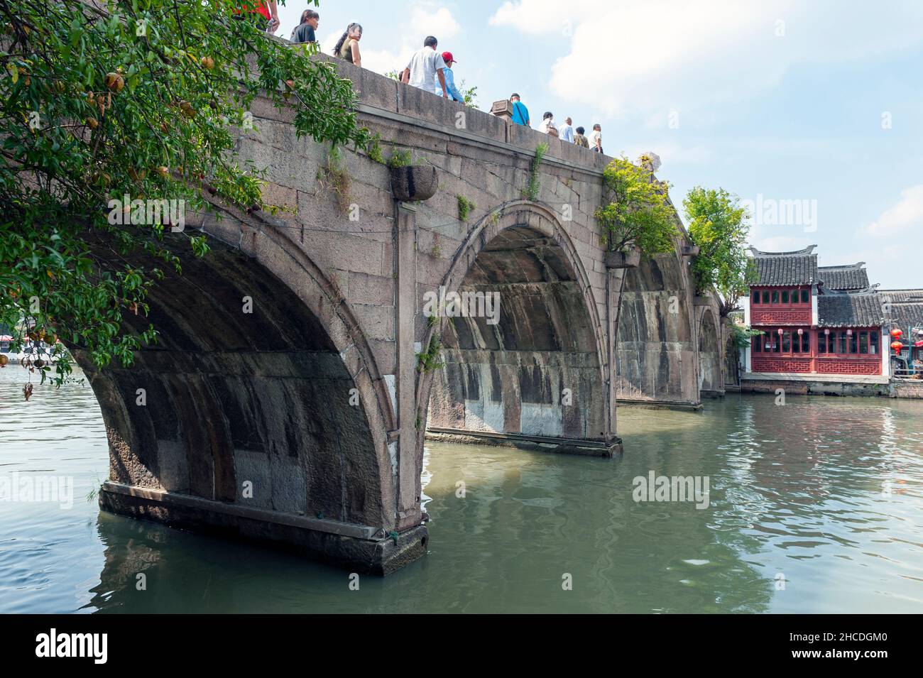 Fangsheng Bridge over the Dianpu River in Zhujiajiao Ancient Water Town ...