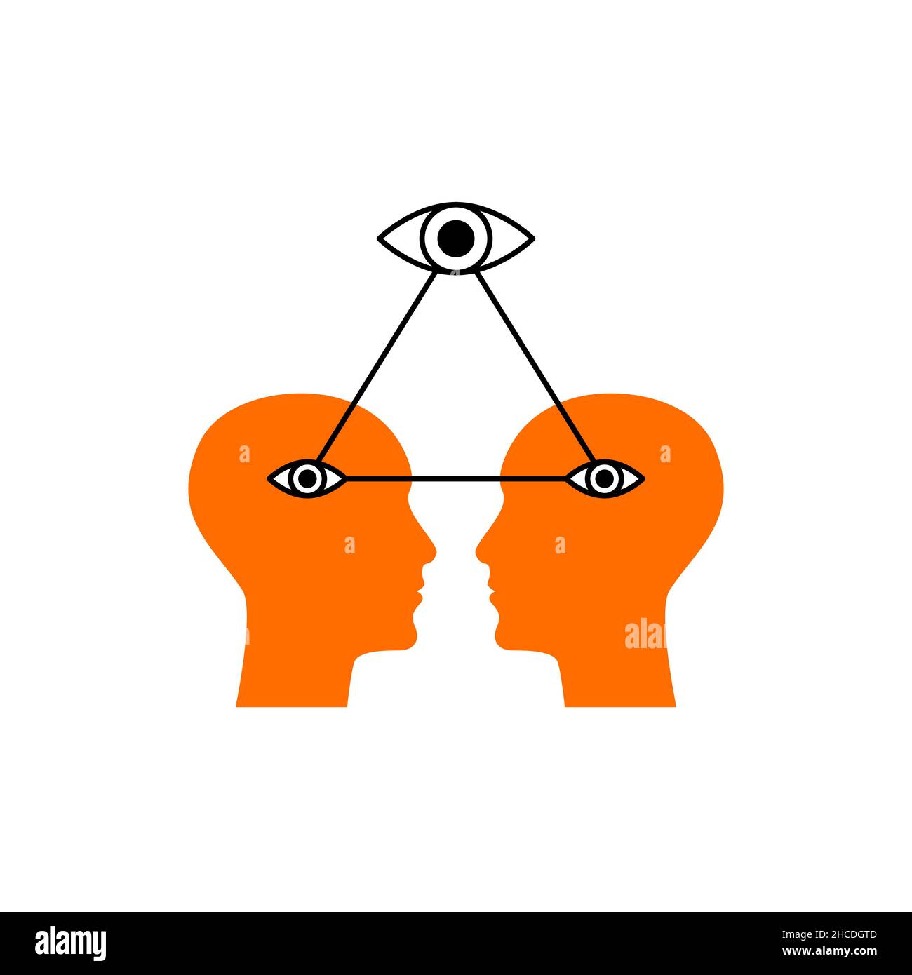 Vision, interaction icon. Networking, empathy logo. Profiles of two ...
