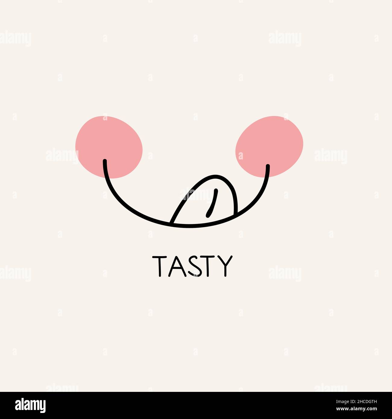 Mouth with licking tongue cute logo. Gourmet icon. Delicious food sign ...