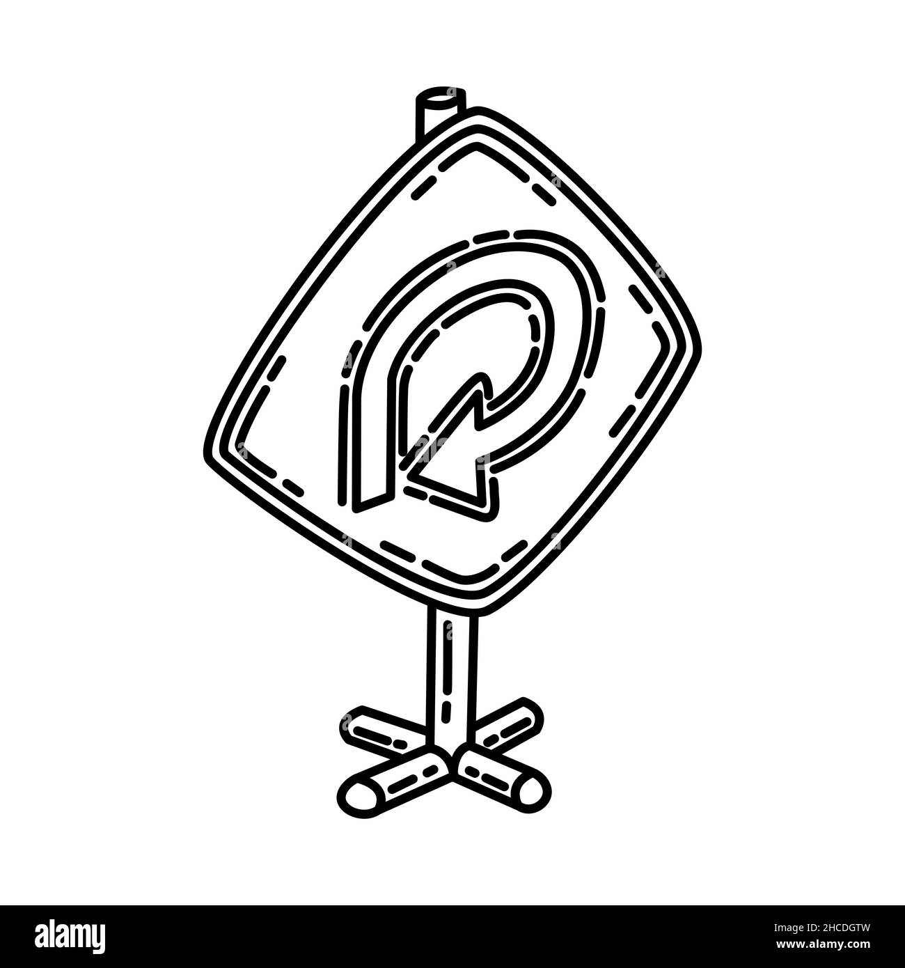 Degree Curve Part of Warning Yellow Road Sign Hand Drawn Icon Set ...