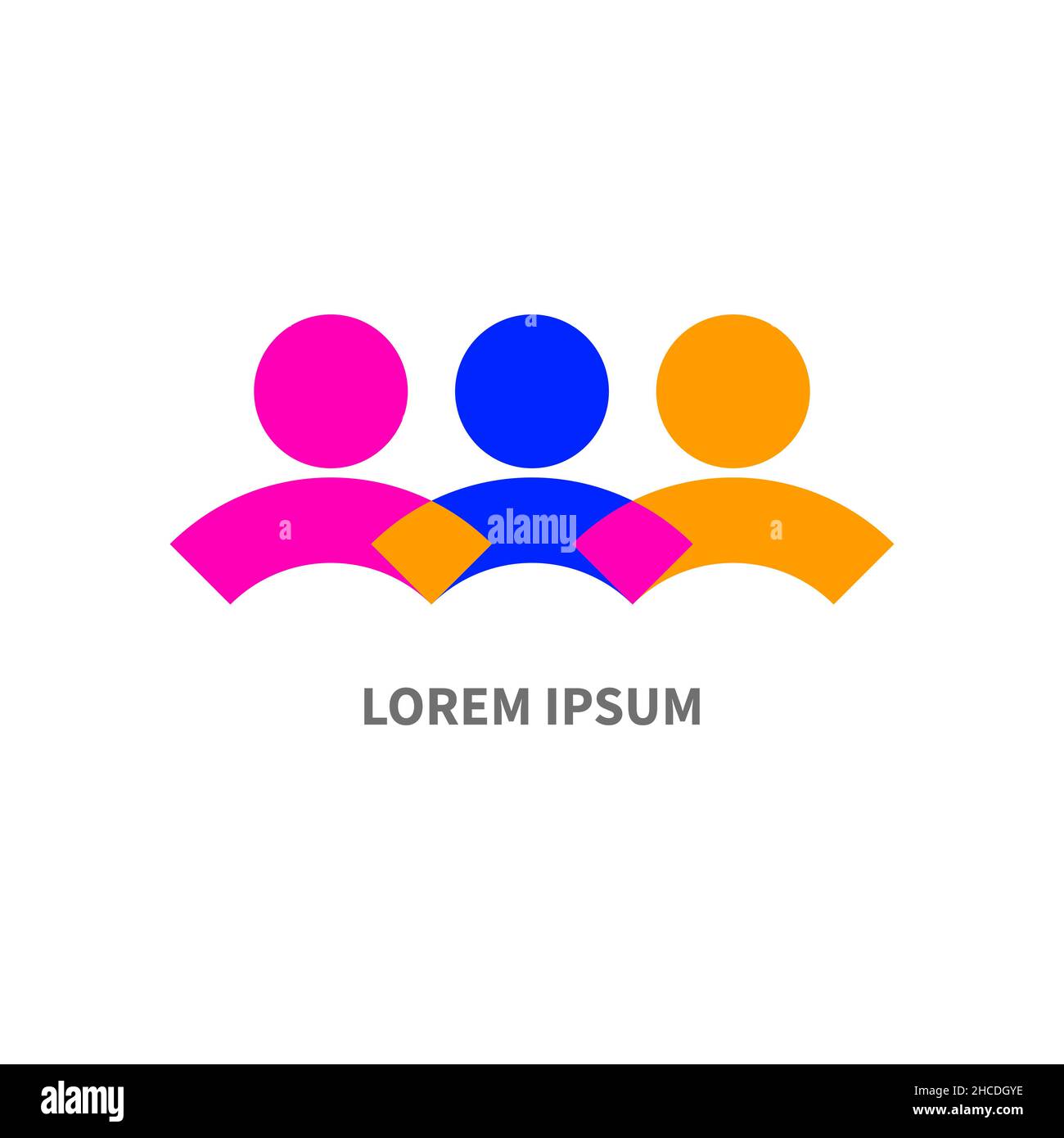Three people abstract icon. Business team geometric logo. Partnership ...
