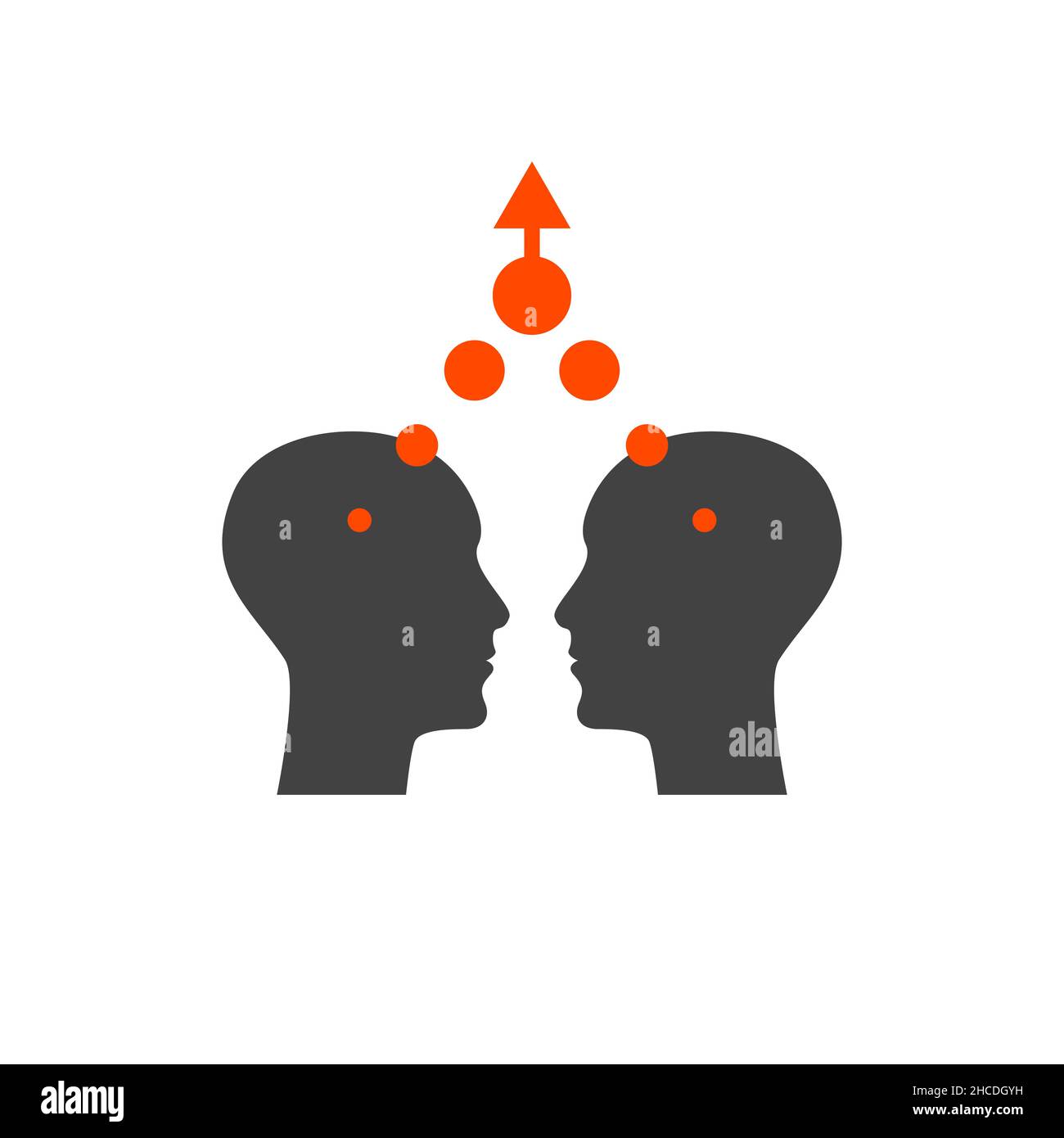 Vision, interaction icon. Networking, empathy logo. Profiles of two ...