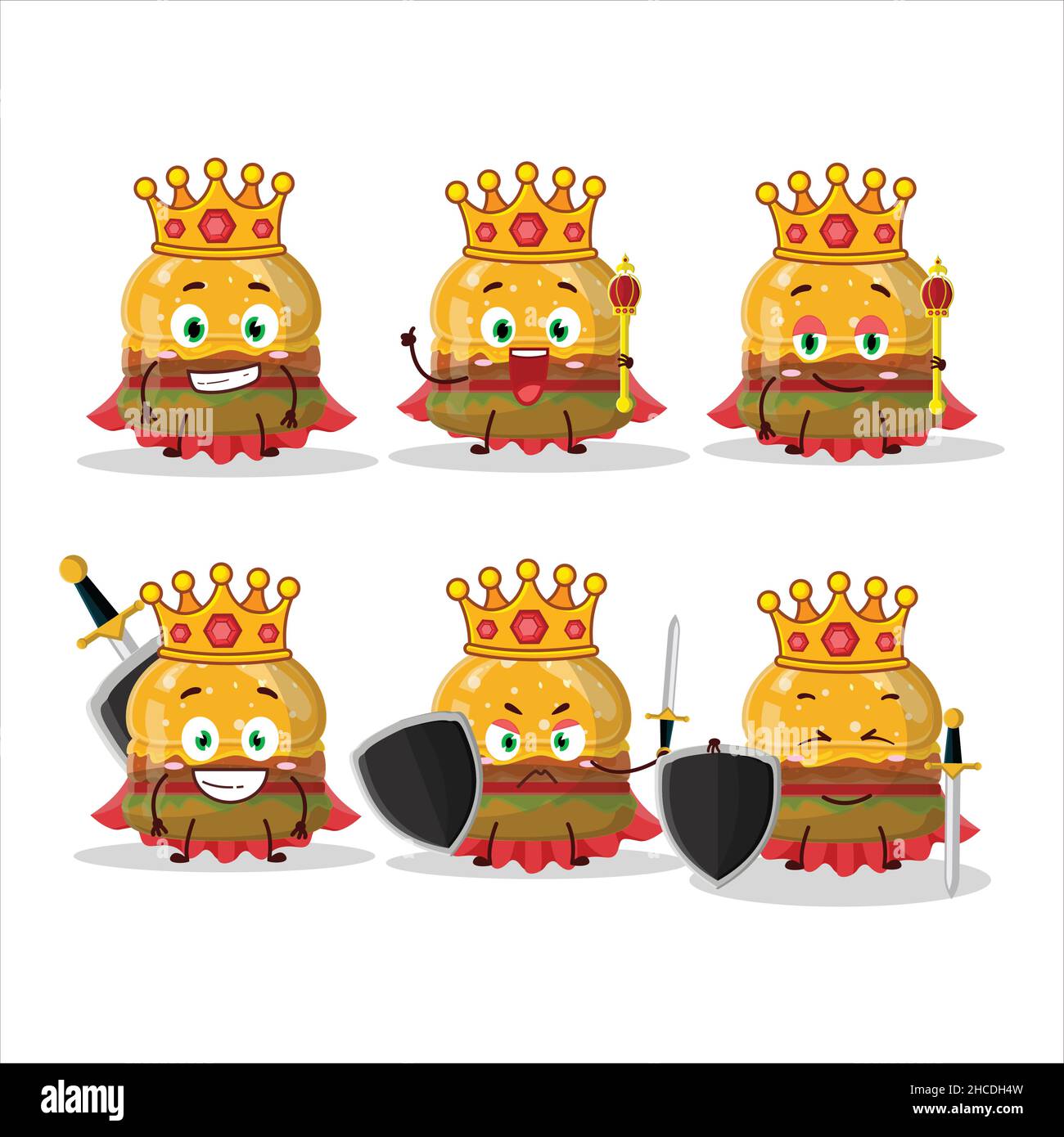 A Charismatic King hamburger gummy candy cartoon character wearing a ...