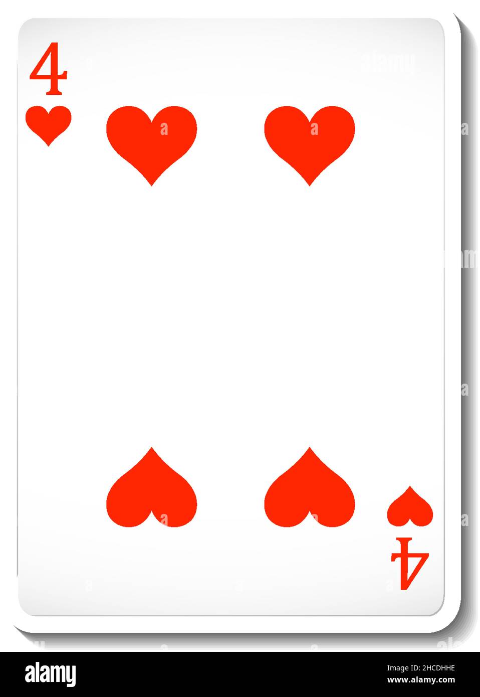 Four of Hearts Playing Card Isolated illustration Stock Vector Image ...