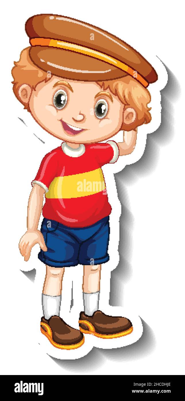 Cute boy wears cap cartoon character illustration Stock Vector Image ...
