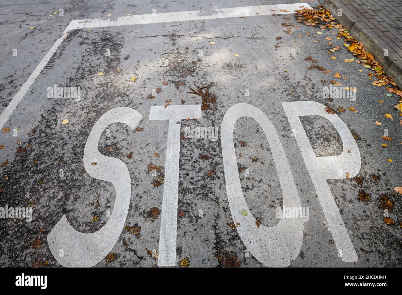 Selective focus photo. Stop sign on the street Stock Photo - Alamy