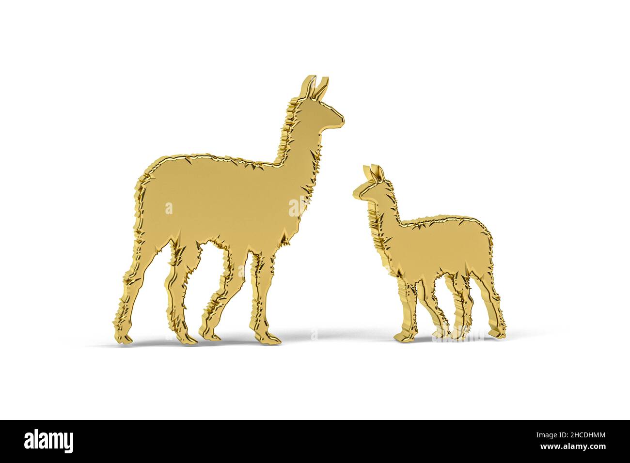 Golden 3d lama icon isolated on white background - 3d render Stock ...