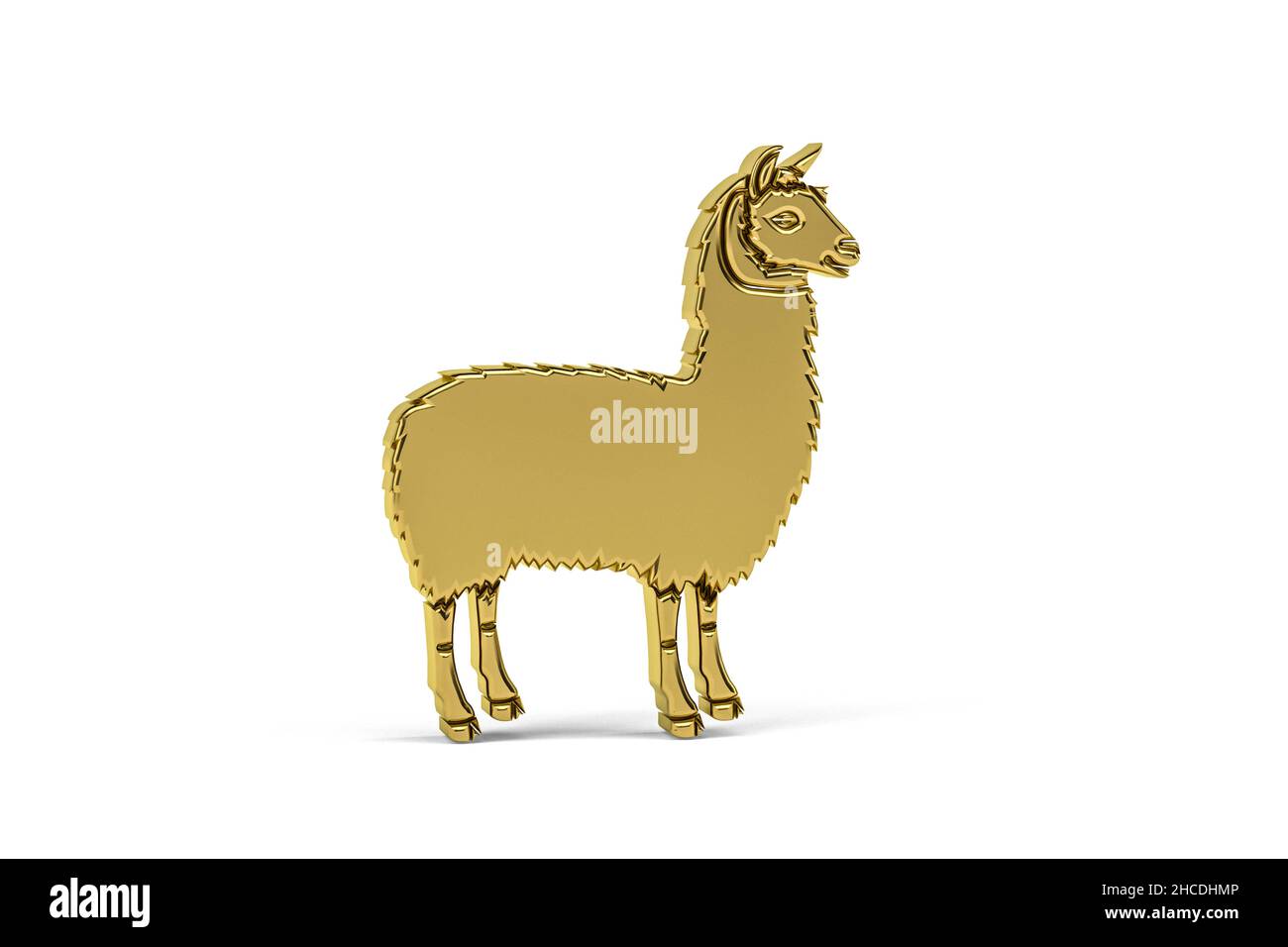 Golden 3d lama icon isolated on white background - 3d render Stock ...