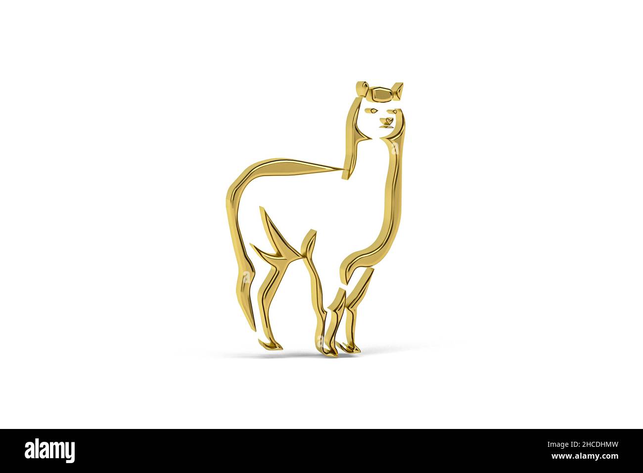 Golden 3d lama icon isolated on white background - 3d render Stock ...