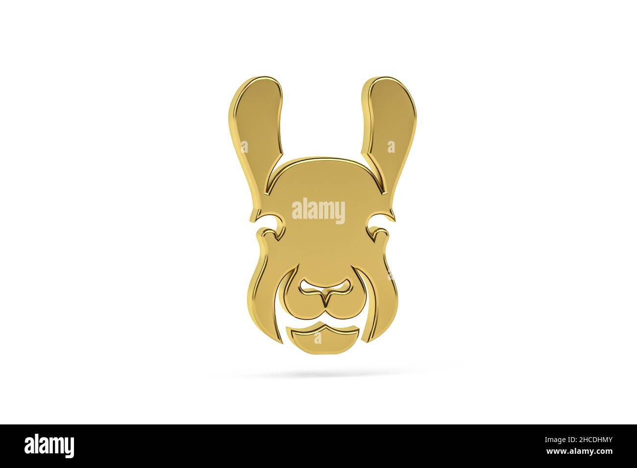 Golden 3d lama icon isolated on white background - 3d render Stock ...