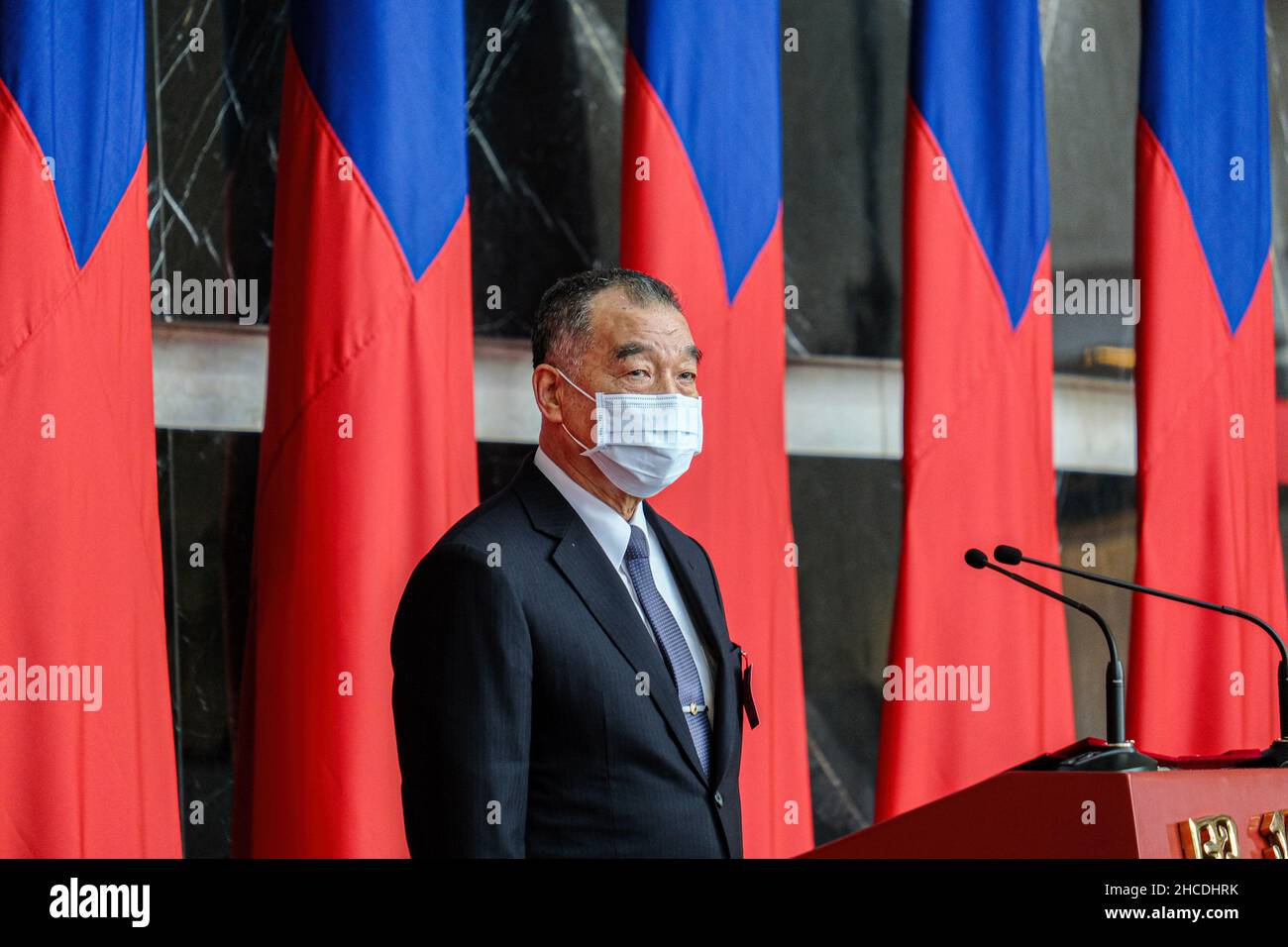 Chiu Kuo-cheng, Taiwan's Minister of defense gives his remarks during a ...