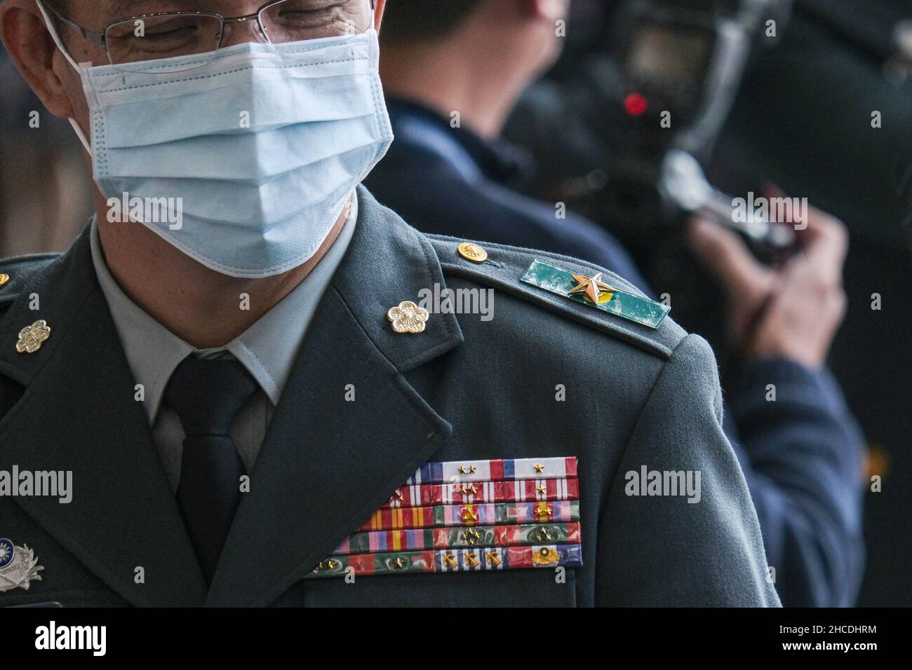 A newly promoted Taiwanese military general is seen during his ...
